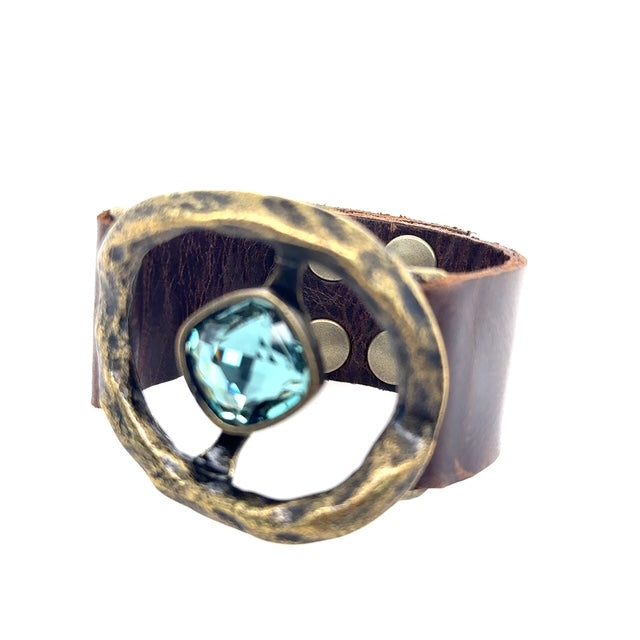 Single Crystal Leather Bracelet – Rebel Designs
